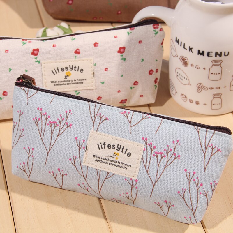 1 cute canvas zipper pencil case cute patterned pencil case school supplies stationery Shopee Mexico