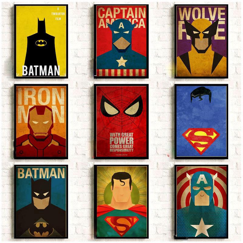Marvel Minimal Super Heroes-Pósters Vintage Para Decoración Del Hogar ...