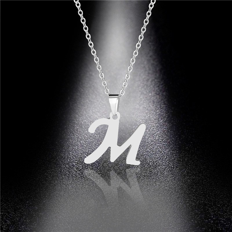 A-Z Letra Inicial Collares Para Las Mujeres Los Hombres De Color Plata ...