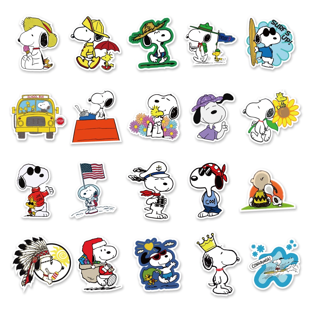MUYA 50pcs Snoopy Stickers Cute Cartoon Stickers Waterproof Vinyl ...