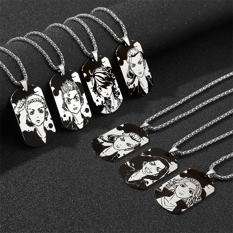 Anime Tokyo Revengers colgante collar de acero inoxidable perro ...