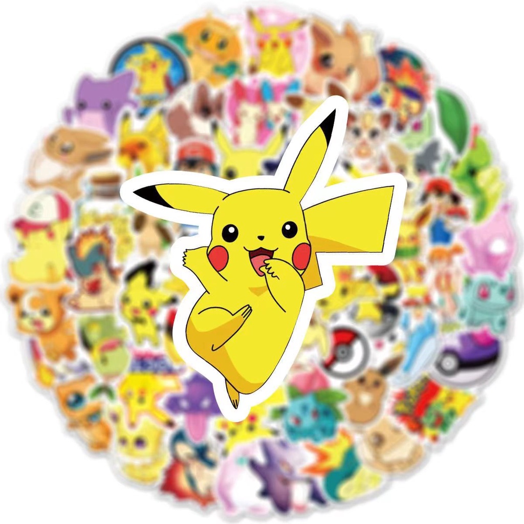 50 Pegatinas De Pokemon Pikachu Impermeables De Dibujos Animados Lindos ...