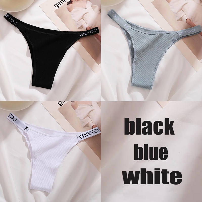 Finetoo 3 Unids Set De Tangas De Algodón Para Mujer De Color Sólido