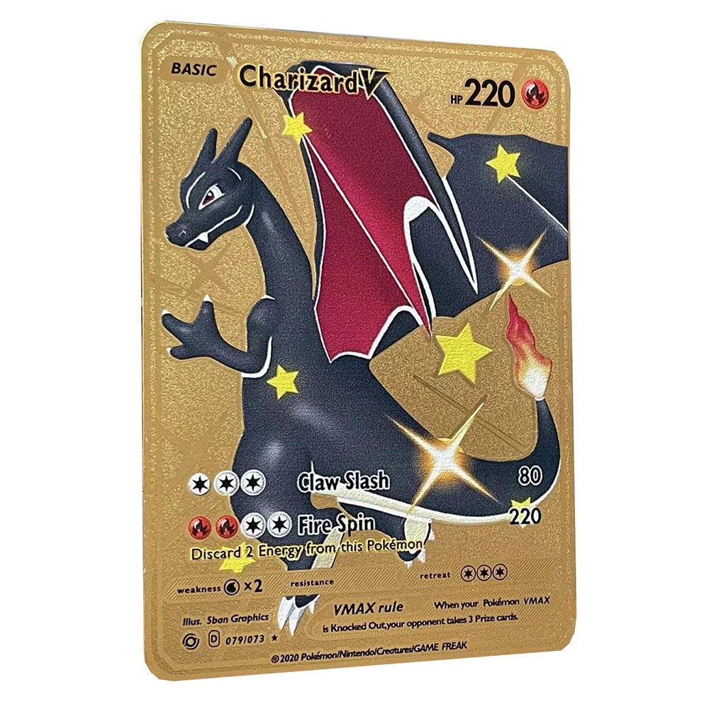 Pokemon Tarjetas De Metal Inglés 10000HP Arceus Vmax YU GI OH Pikachu Charizard Golden Iron Card ...