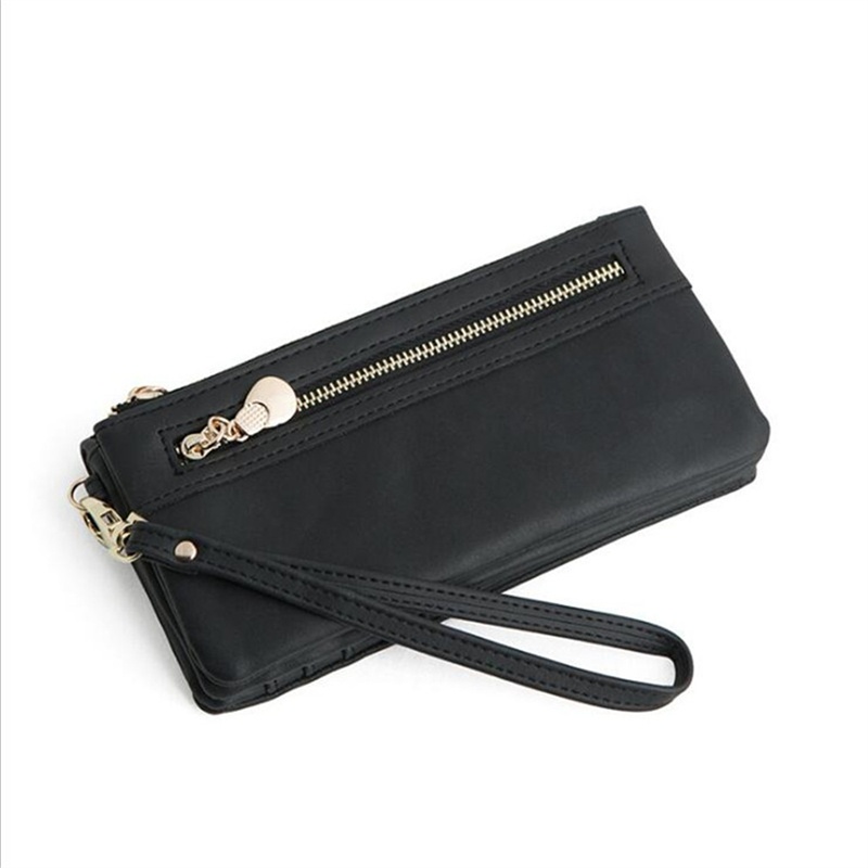 Carteras De cuero para mujer/billetera De doble cierre para mujer ...