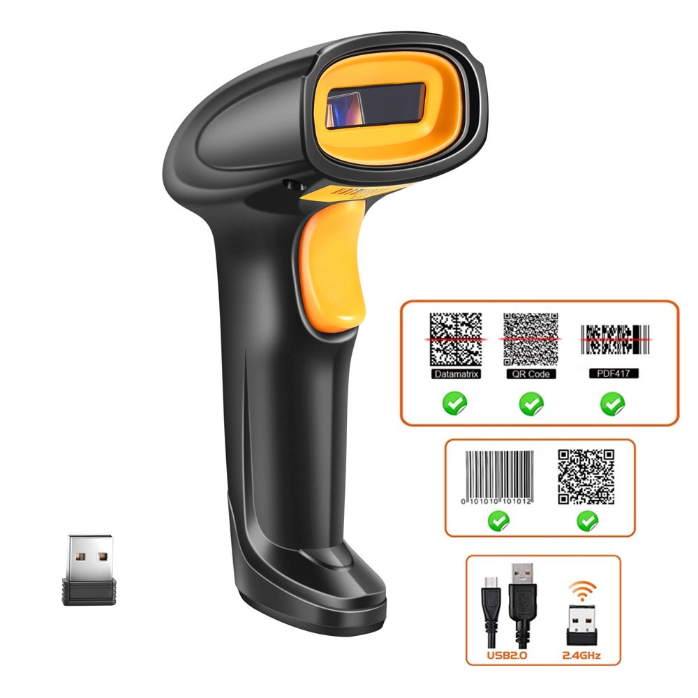 Escáner De Código De Barras Inalámbrico 2 En 1 2.4G Escaneo De Mano ...