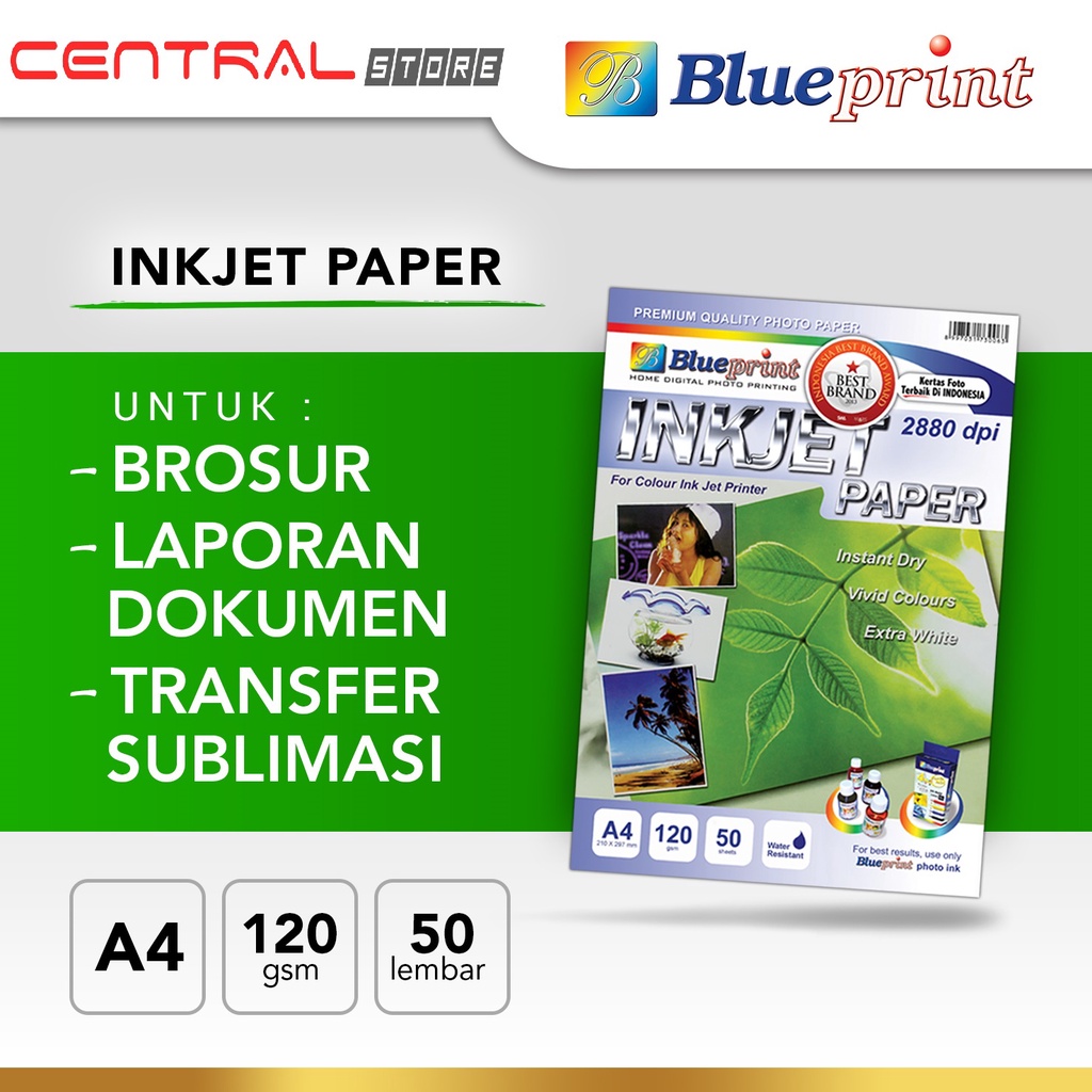 Papel Fotográfico BLUEPRINT A4 120 gsm 50 Hojas De Inyección De Tinta ...