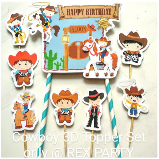 Topper De La Torta Del Vaquero/Cumpleaños | Shopee México