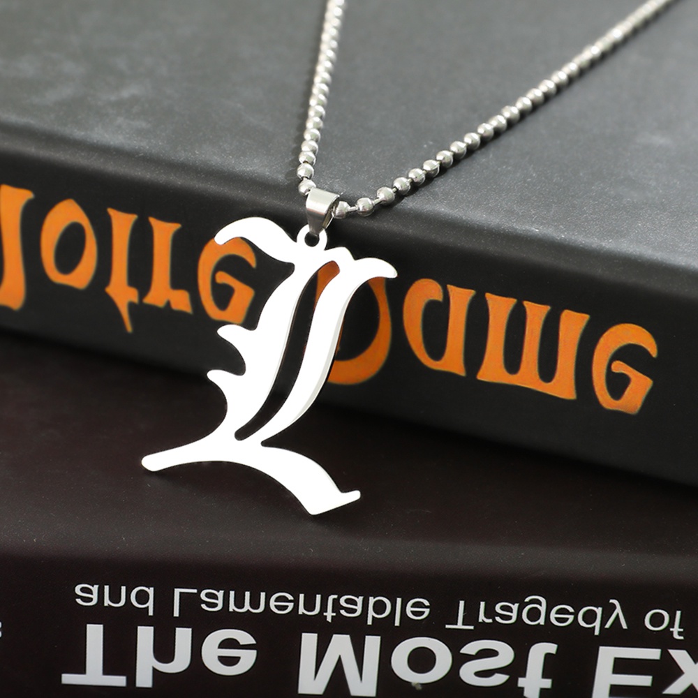Death Note L Lawliet collar de acero inoxidable viejo inglés letra ...