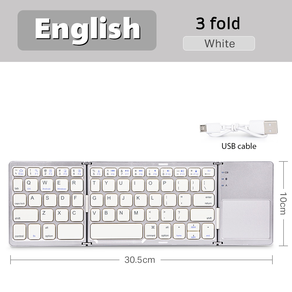 Mini Teclado Plegable Inglés B033 , Con Táctil Inalámbrico compatible Con Bluetooth Para ipad ...