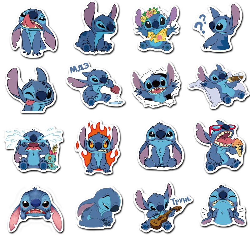 50Pcs Cartoon Stitch Waterproof Sticker Skateboarding Snowboard Retro ...