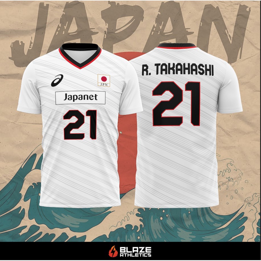 Moda Ran Takahashi No . 21 Blanco Japonés Voleibol Jersey Nuevo ...