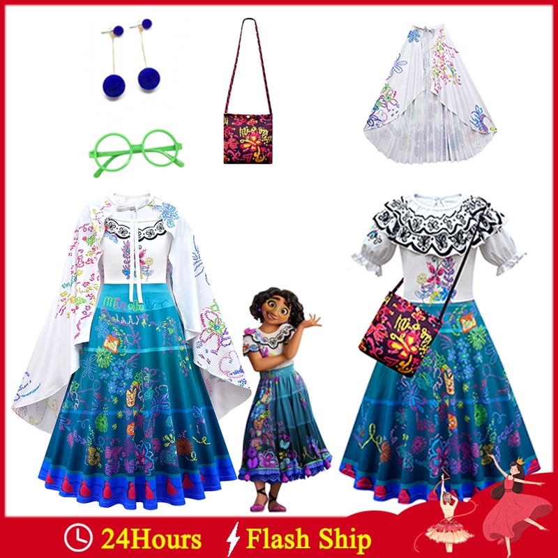 Encanto Mirabel Madrigal Cosplay Disfraz Para Niños Niña Cuello De Vaca ...