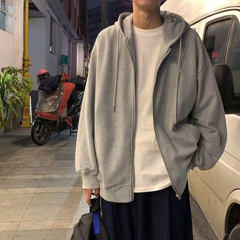 Casual Liso Zip Sudadera Con Capucha Hombres De Las Mujeres Cárdigan ...