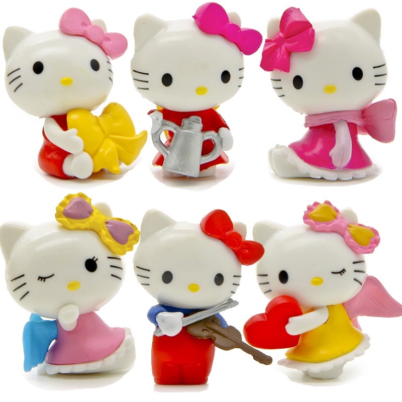 Figuras De anime De pvc kawaii De hello kitty 6 Piezas sanrio Miniatura ...