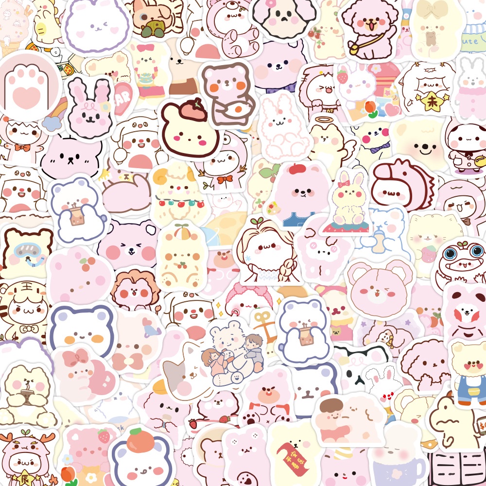 100 Pzs Lindos Stickers Coreanos Ins Blancos De Dibujos Animados ...