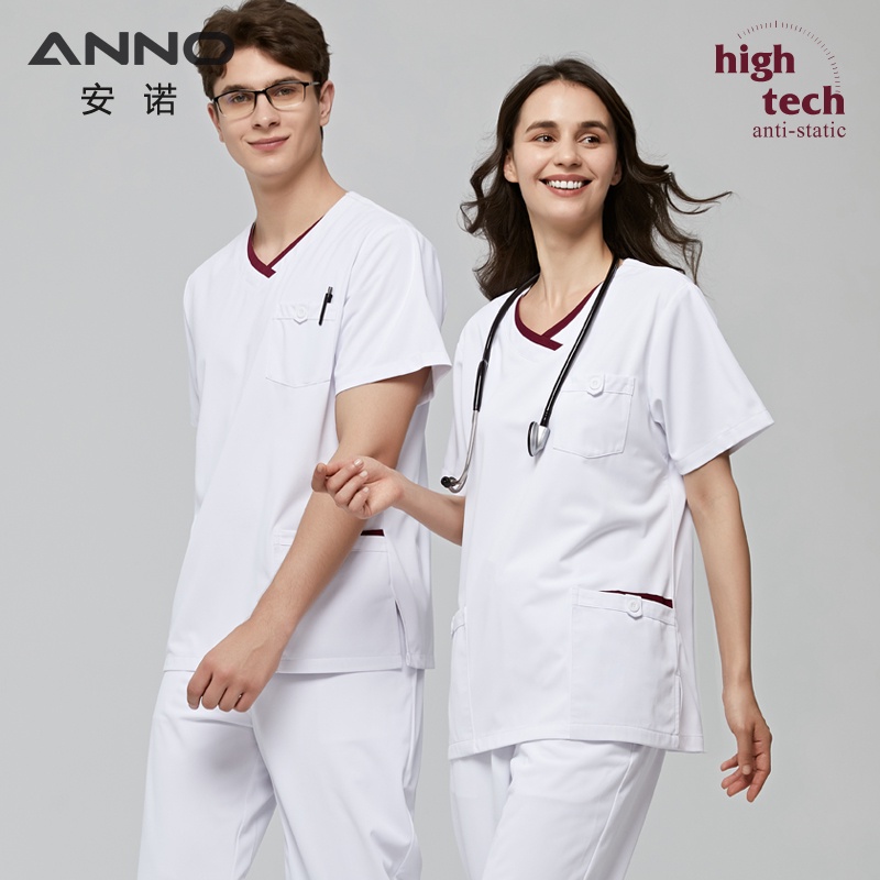 ANNO White Scrubs Set Ropa Médica Profesional Antiestática Uniformes De ...