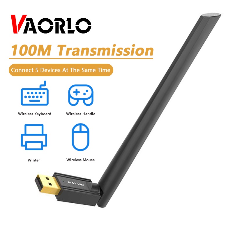 VAORLO 100M Bluetooth 5.3 Transmisor Plug and Play Para Auriculares Ratón Adaptador Inalámbrico ...