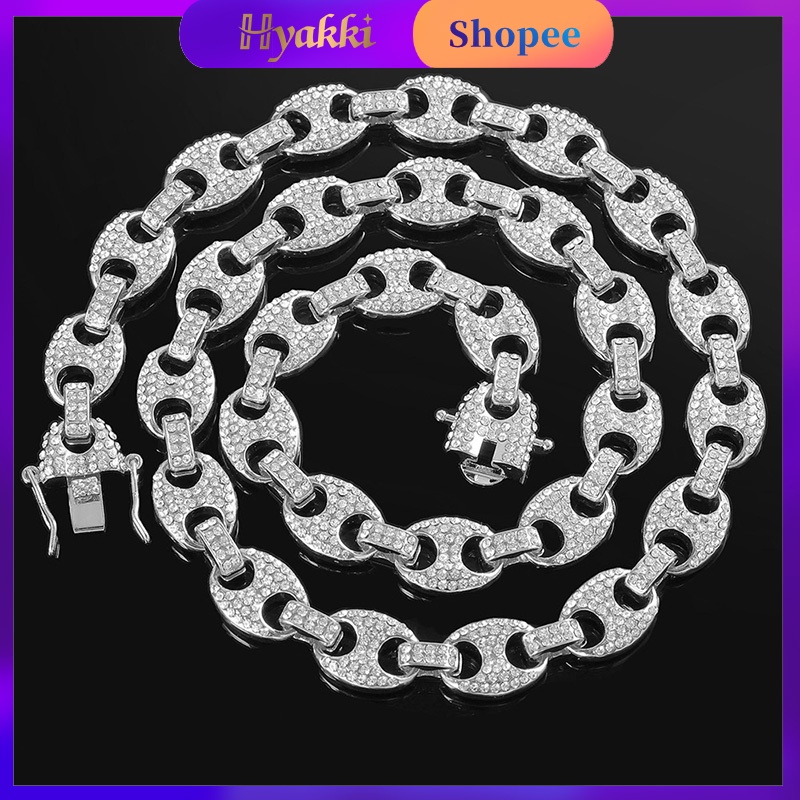 HYAKKI 13mm Collar De Hombres Helados Cadena De Grano De Café Cuba ...