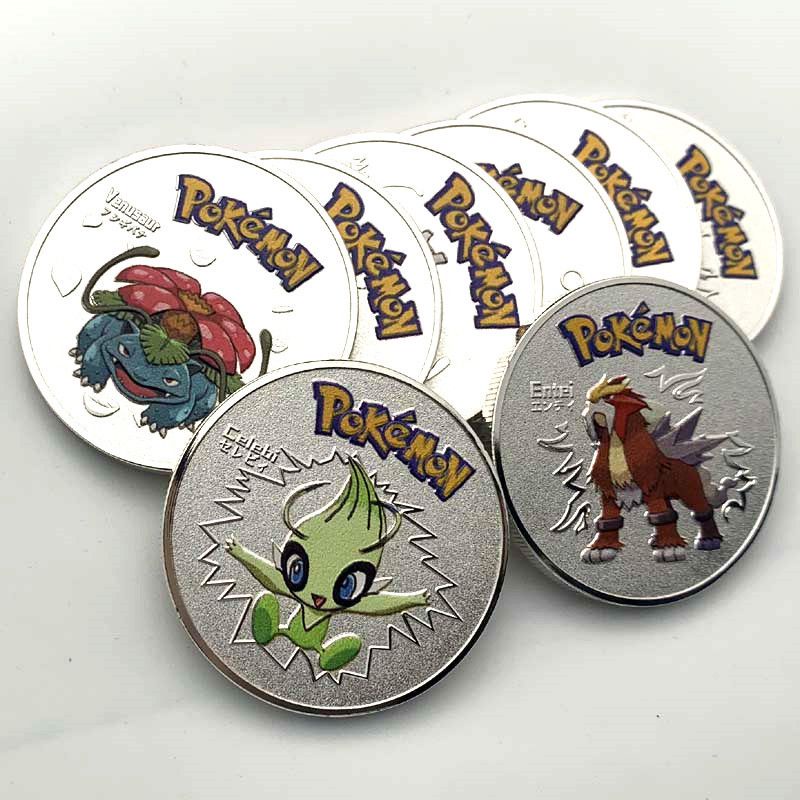 5pcs Pokemon Monedas Pikachu Colección De Juegos Souvenir Gyarados Entei Mewtwo Celebi | Shopee ...