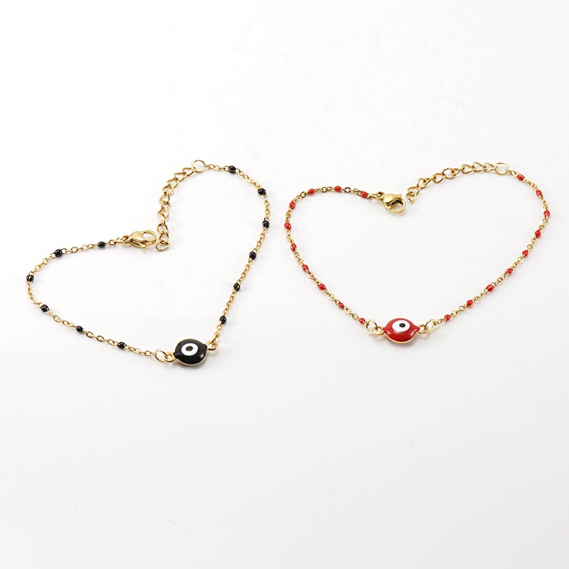 Turco Mal De Ojo Rojo Pulsera De Acero Inoxidable 18k De Acero De Titanio De Cuentas De Ojo ...