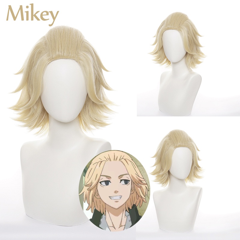 Tokyo Revengers - Mikey Wigs Cosplay Prop Hairpiece Short Curly Golden ...