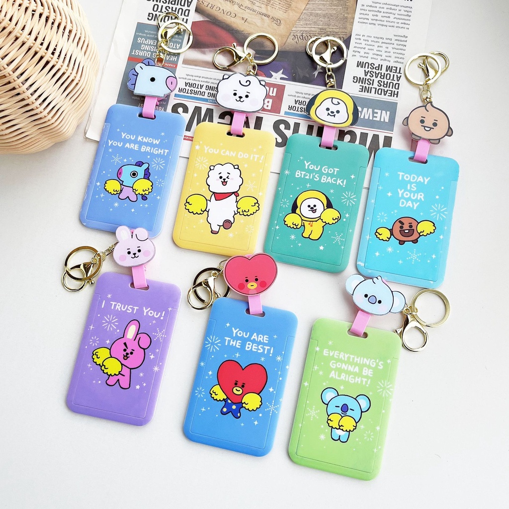 BTS BT21 De Dibujos Animados Lindo Transparente Tarjeta De Bolsillo ...
