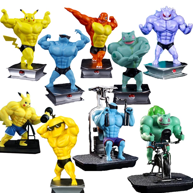 Pokemon Muscle Pikachu Charmander PVC Anime Figura Culturismo Estatua ...