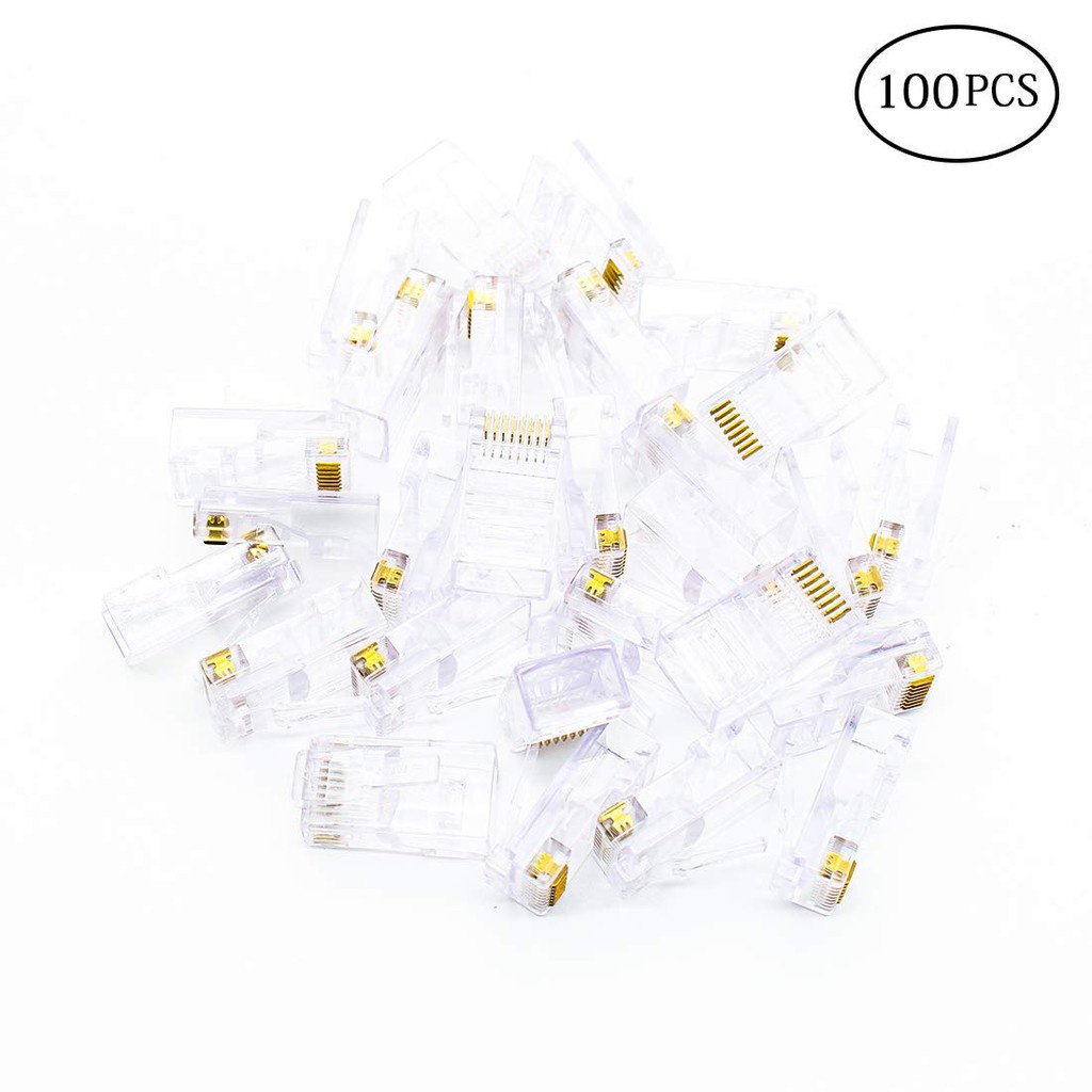 100pcs RJ45 enchufe Cat5E Cat5 RJ-45 LAN conector de cabeza de cristal ...