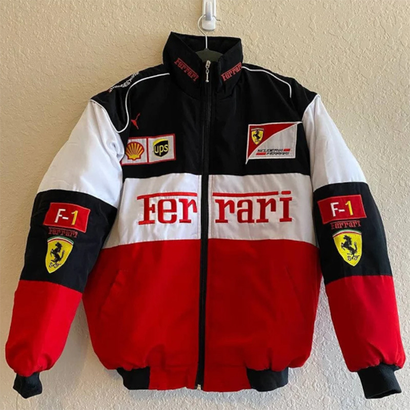 Chamarra Casual Estampada Vintage Ferrari F1 Racing De Algodón Bordado ...