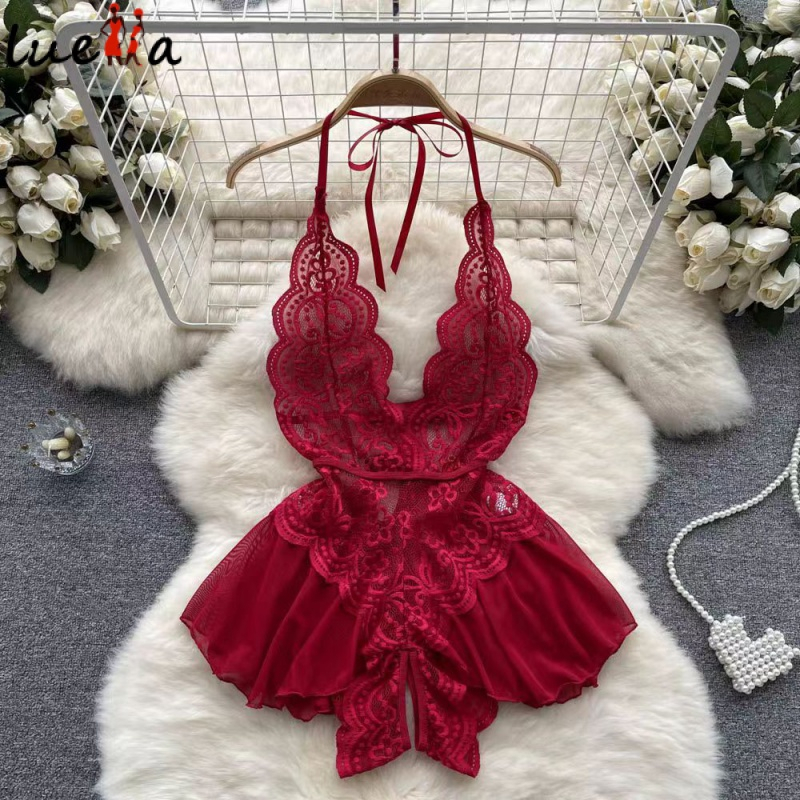 Verano Sexy Tentación Encaje Costuras Corte Bajo Cuello En v Profundo ...