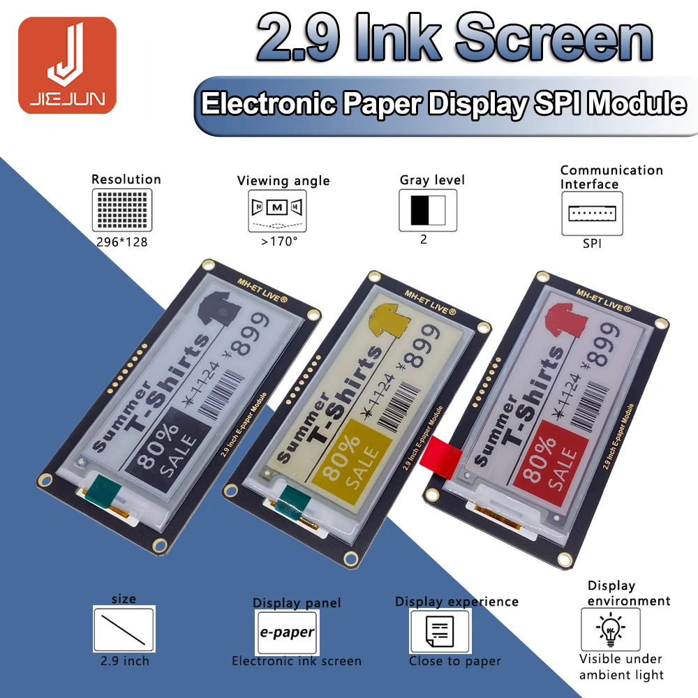 2.9 2.9 Pulgadas Epaper Módulo E-Papel Ink Pantalla De Visualización SPI Soporte Para Arduino ...
