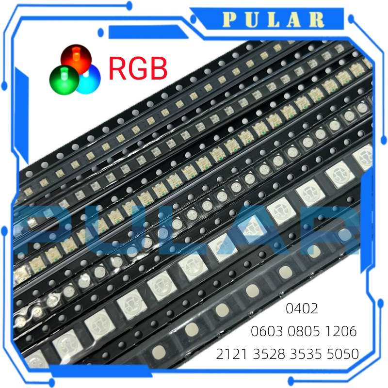 100pcs SMD LED RGB Diodo 3528 5050 1206 0402 0603 3535 2121 Alto Brilho ...