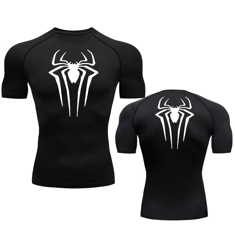Camiseta Deportiva Negra De Manga Corta Para Hombre Spiderman Camisetas ...
