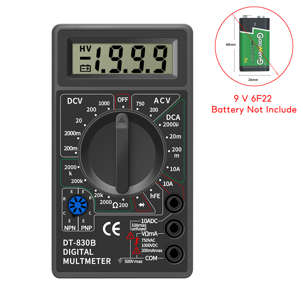 Multímetro Digital De Mano DT830B AC/DC LCD Mini Voltímetro Amperímetro ...