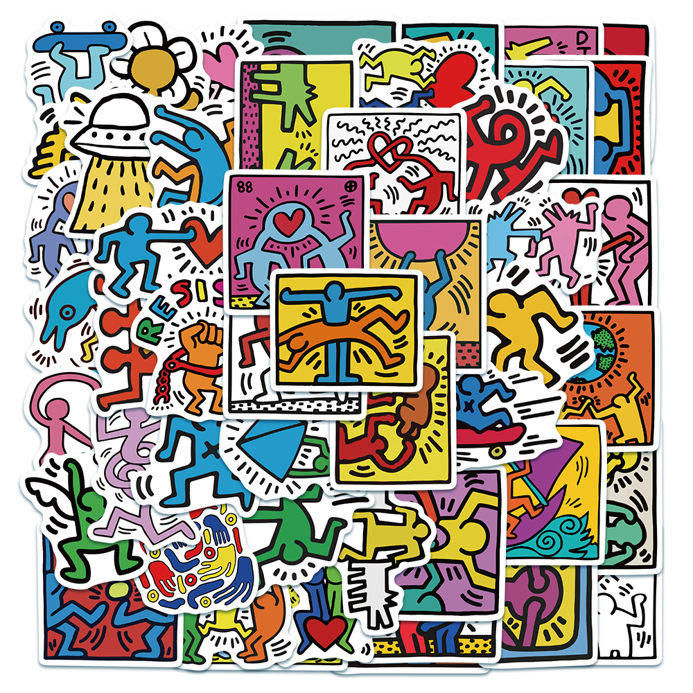 50Pcs Dibujos Animados Lindo Keith Haring Impermeable Pegatina ...