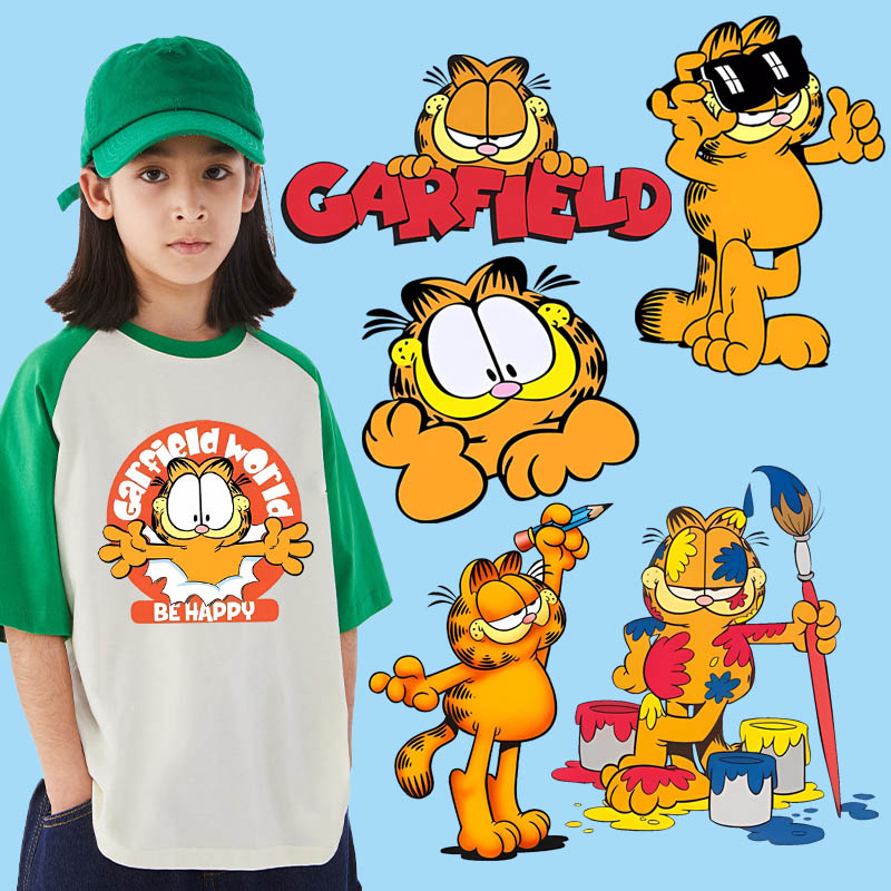 Garfield T-shirt Dy Decoration Applique Cute Cat Heat Transfer Stickers ...