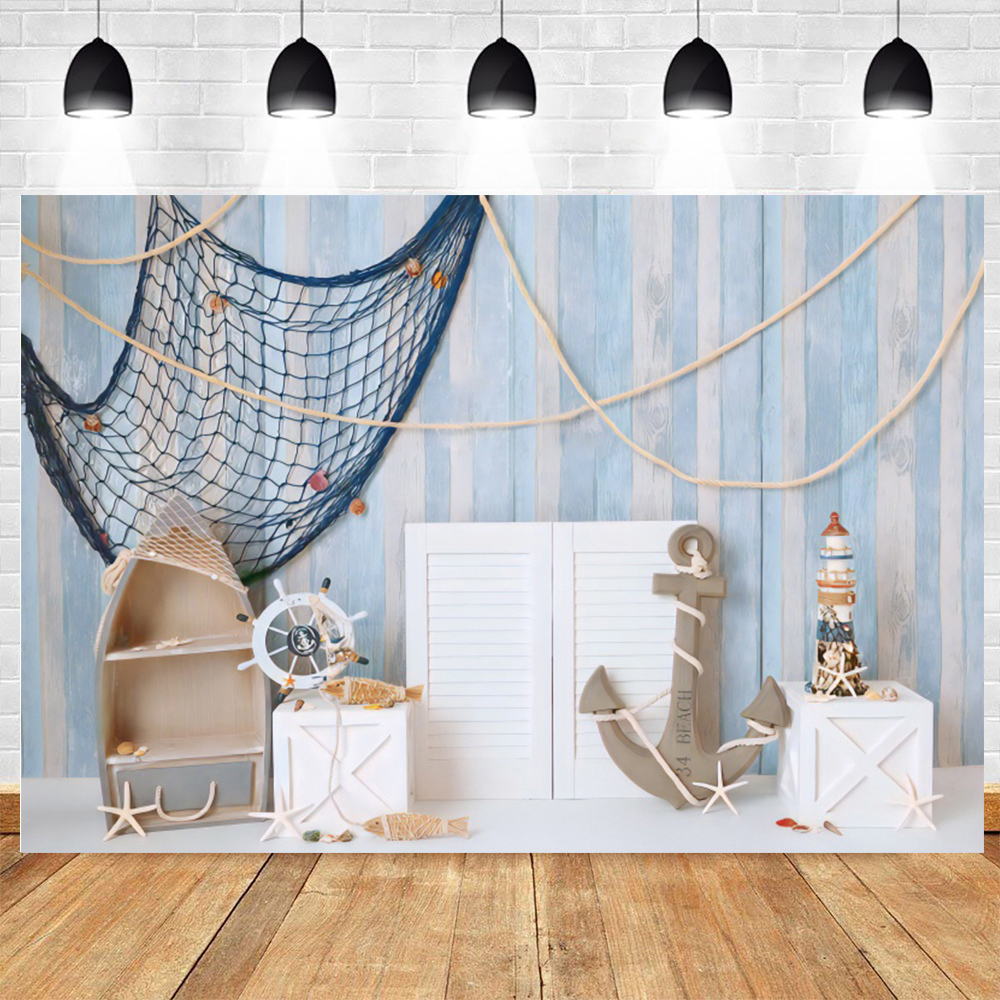 Tema Del Mar Timón Náutico Estrella De Telón De Fondo Tablero De Madera ...