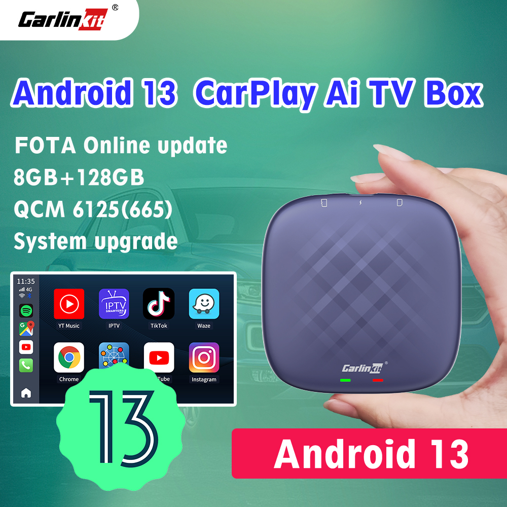 CarlinKit CarPlay Ai Box PLUS Android 13 8G + 128G inalámbrico Android Auto CarPlay adaptador ...