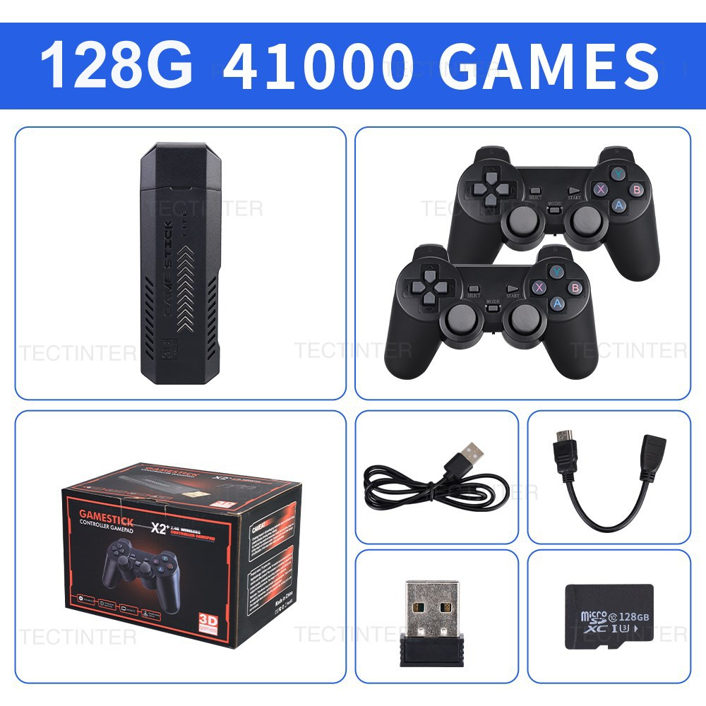 Consola De Videojuegos 3D X2 Plus 4K HD TV GameStick 2.4G Controlador ...