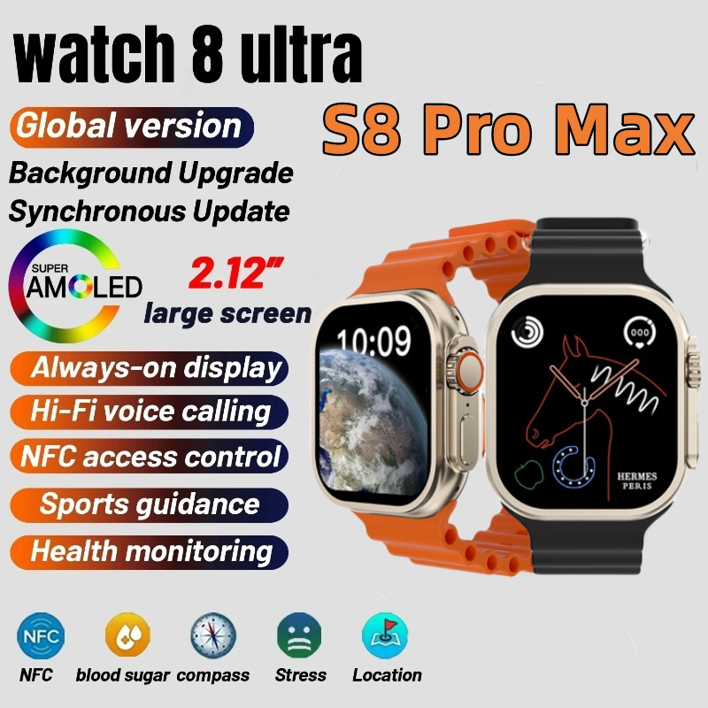 S8 Ultra Smartwatch Hombres Mujeres Reloj Inteligente Bluetooth Llamada ...
