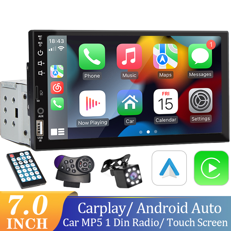 Central Multimedia Carplay Android Auto 1 Din 7 Pulgadas MP5 Bluetooth ...