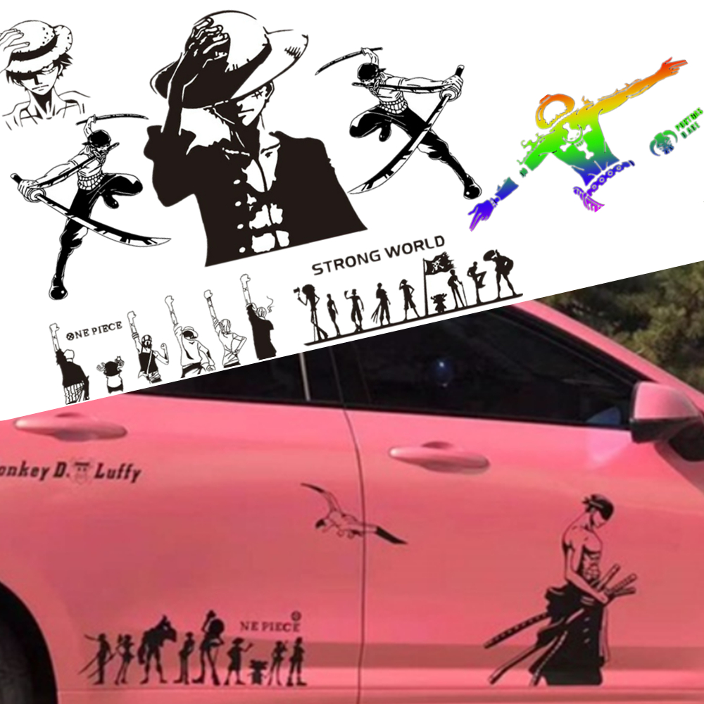 Pegatinas De Coche Sombrero De Paja Luffy Anime ONE PIECE Reflectante ...