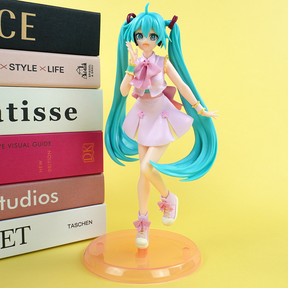 21cm Sakura Hatsune Miku Figura Vestido Rosa Figuras De Acción Pvc ...