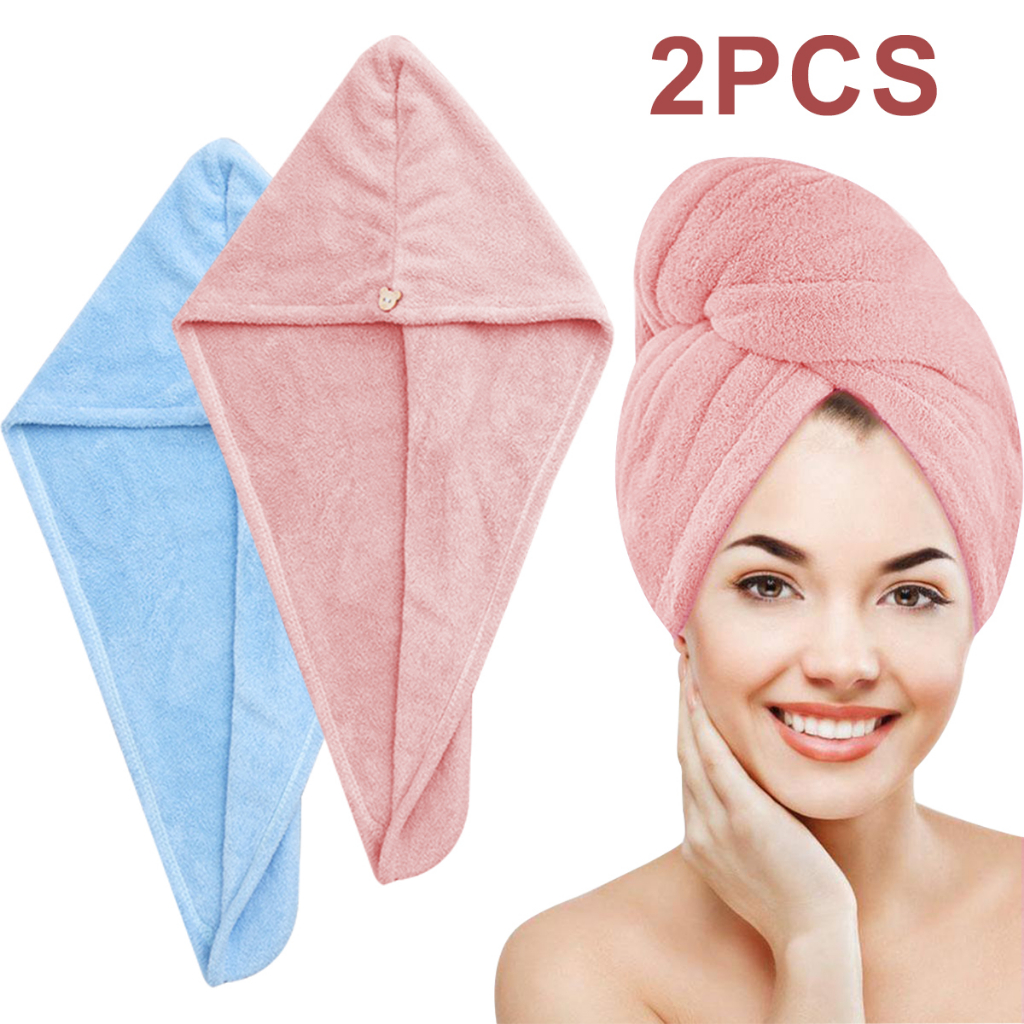 Toalla Microfibra Cabello 2 Packs, Secado de Pelo Súper Rápido, Gorro ...