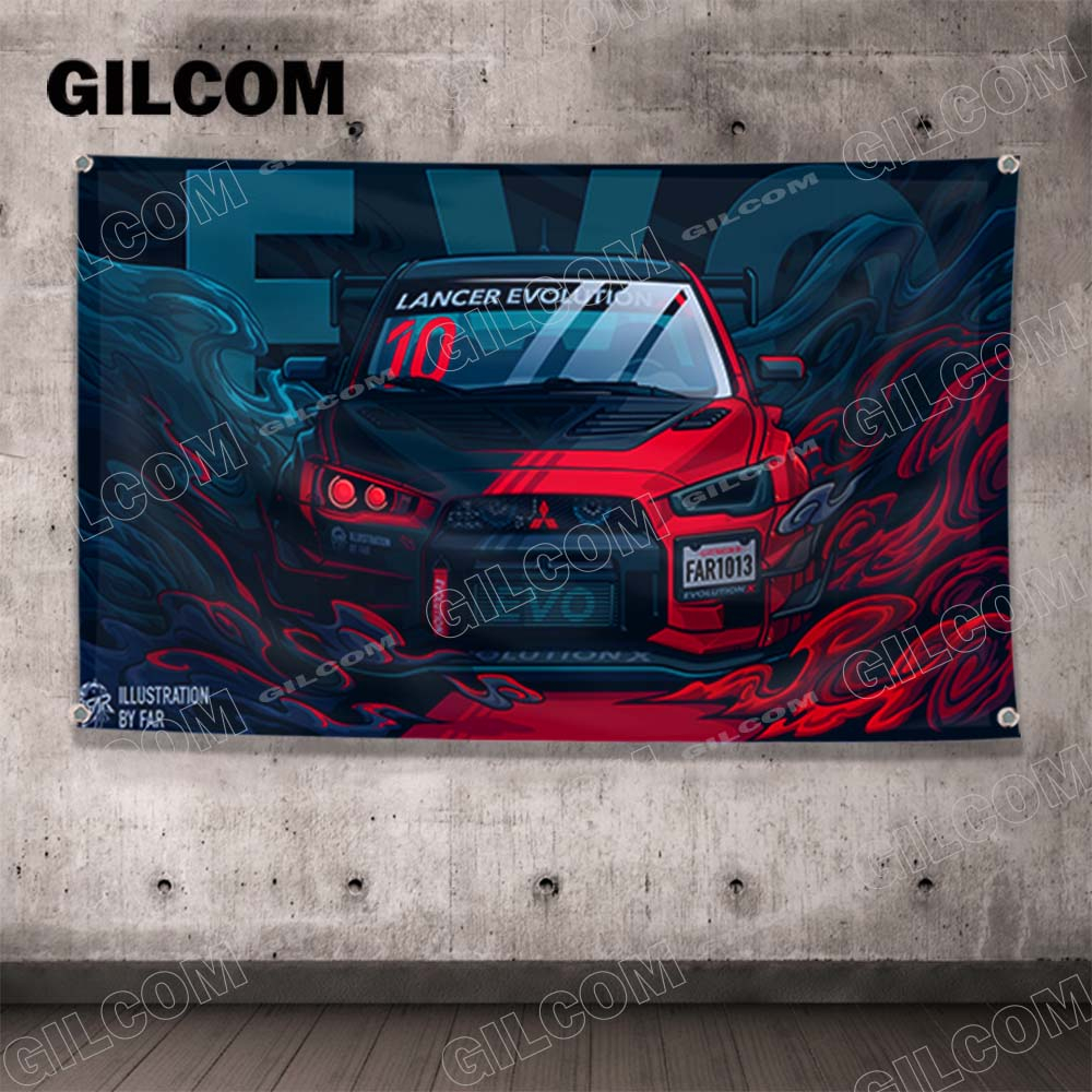 Póster De Carreras De Dibujos Animados Bandera Subaru BRZ Lancer ...
