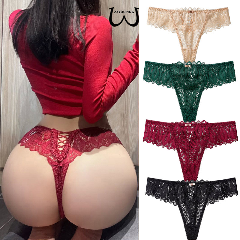 Tangas Sexy Para Mujer Panty De Encaje De Baja Altura En T Espalda