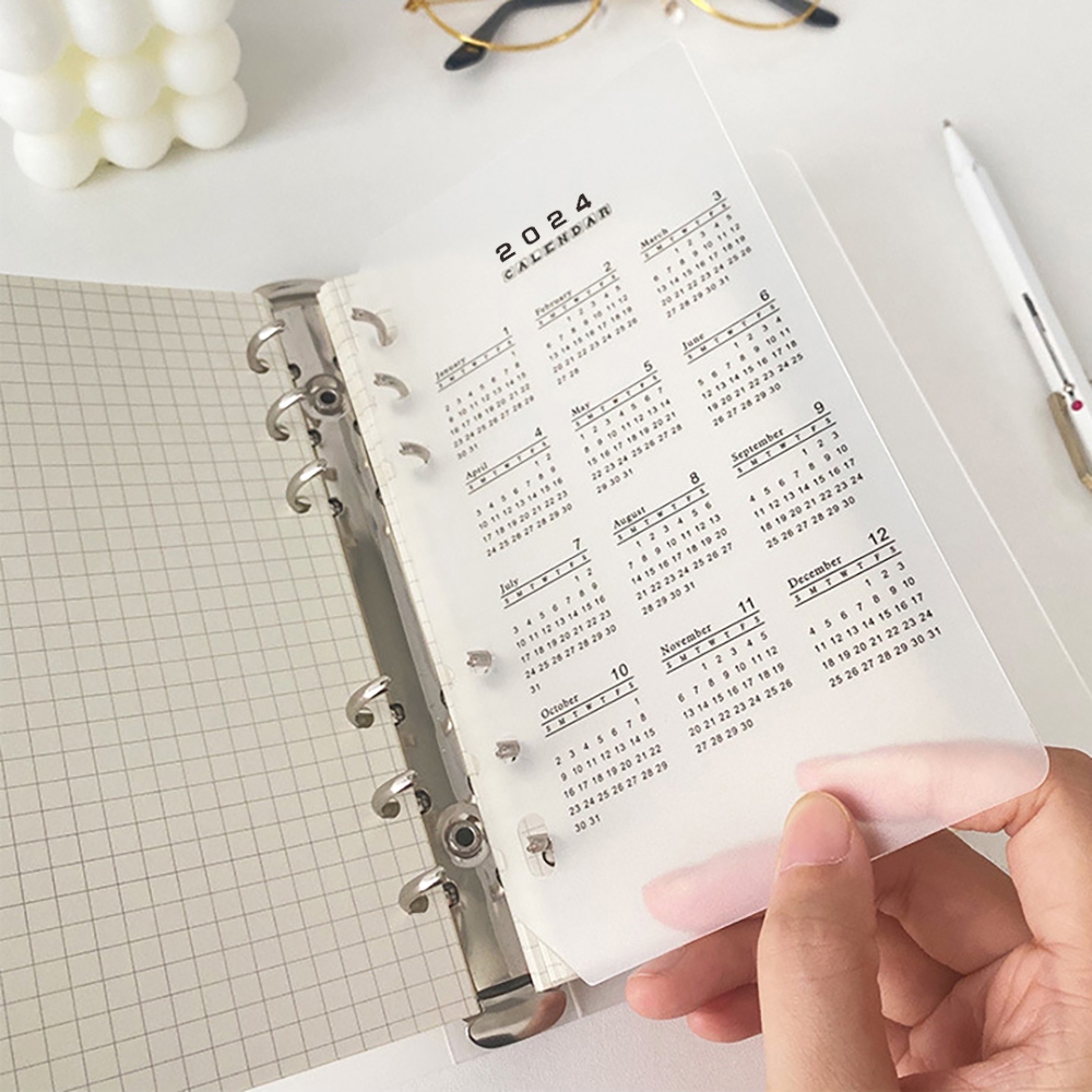 Calendario 2024 PP Divisor A5 A6 Hoja Suelta Cuaderno Planificador ...