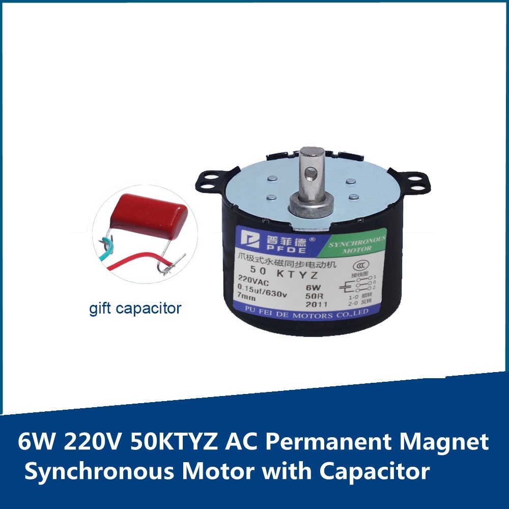 Motor Síncrono De Imán Permanente De 6W 220V 50KTYZ AC Con Condensador De Baja Velocidad De ...