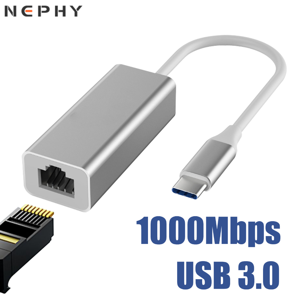 Adaptador Ethernet USB 3.0 100M/1000Mbps Tipo C A RJ45 Lan Thunderbolt 3 Para Laptop PC MacBook ...